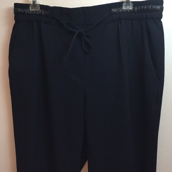 Zara | Pants & Jumpsuits | Zara Navy Blue Straight Leg Drawstring Pants ...